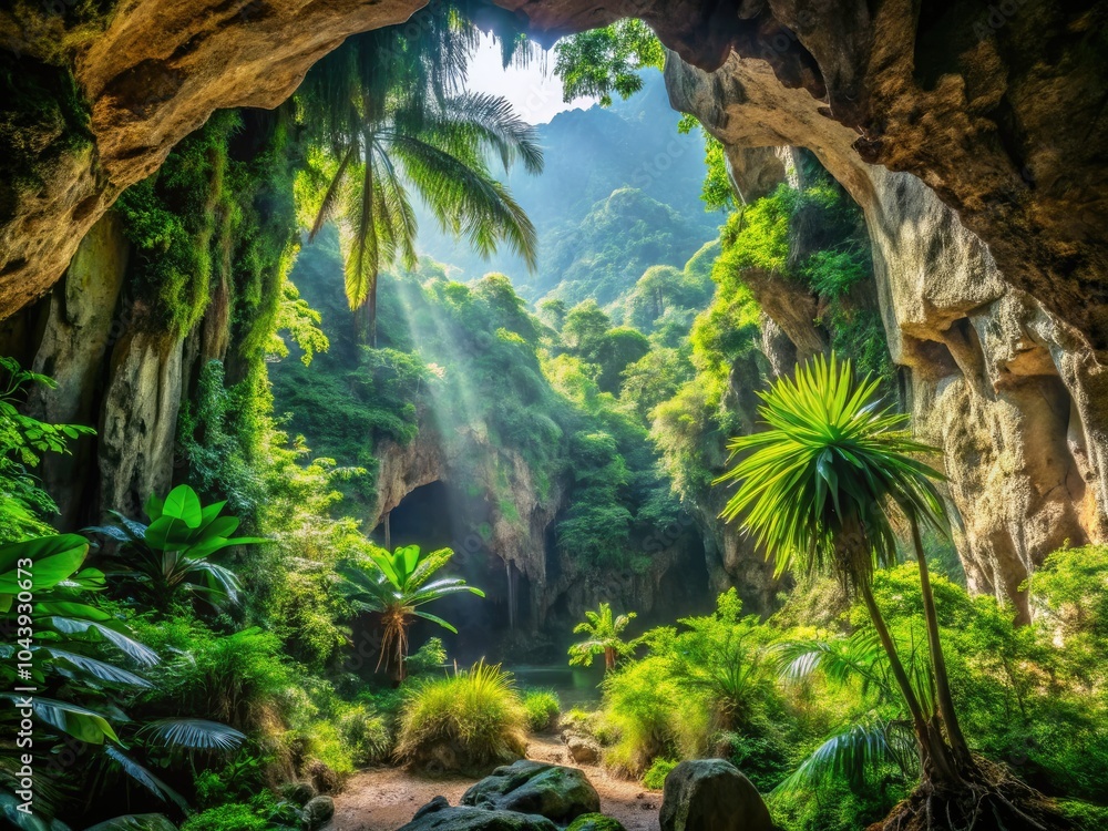 In a tropical setting, this breathtaking cave showcases a vivid display ...