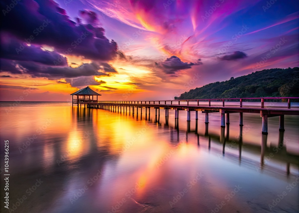 Long Exposure of Sok San Resort Pier at Sunset â€“ Tranquil Beach Scene ...