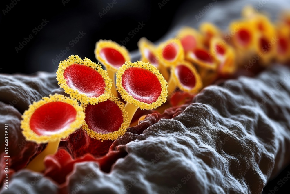 Microscopic view of platelets during hemostasis, with platelets forming ...