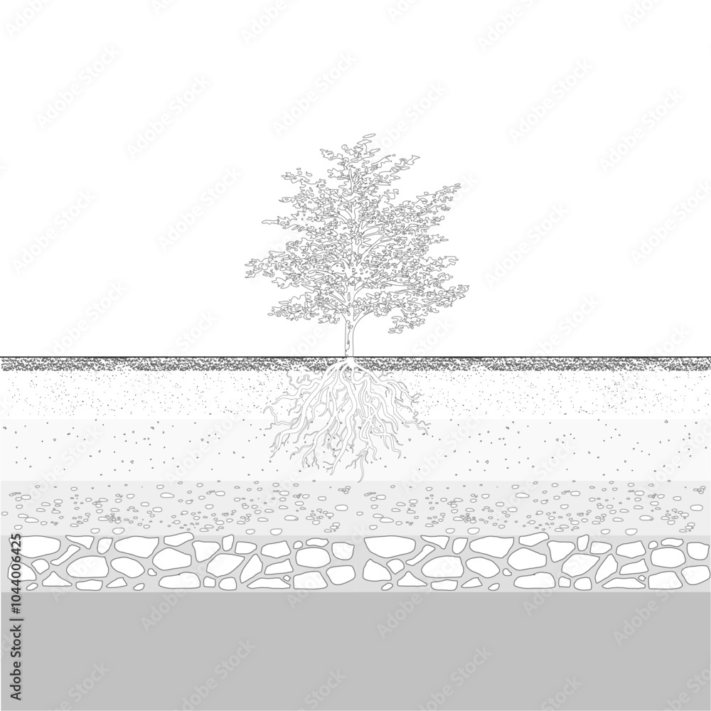forest section, soil layer landscape drawing pattern. texture interior ...