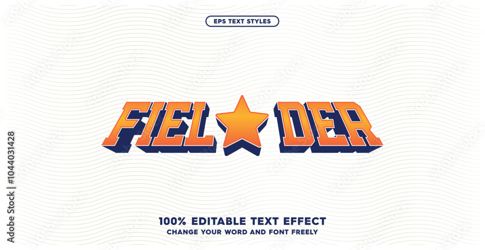 Fielder text effect: A bold, star-studded design with orange-yellow ...