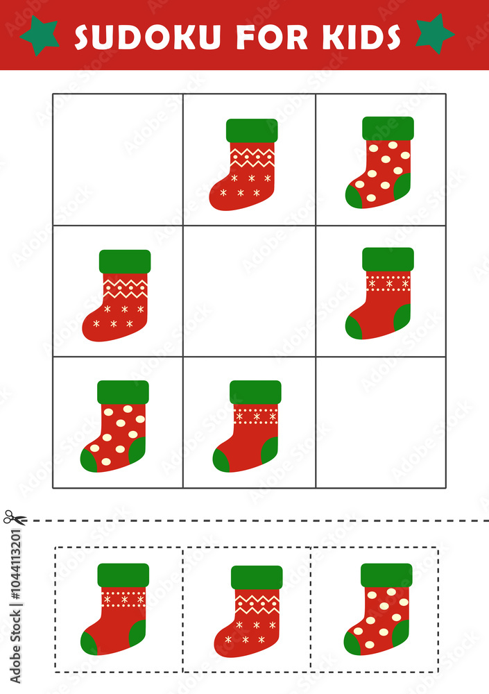 Christmas activity sheet. Sudoku logical reasoning activity for kids ...