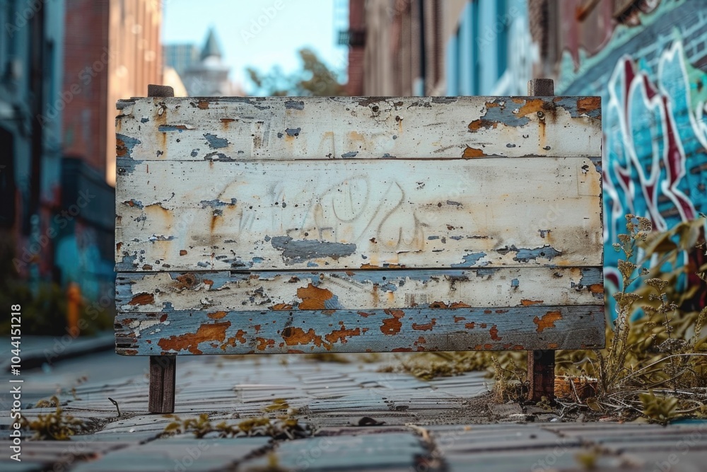 Exploring the urban landscape an abandoned sign surrounded by graffiti ...