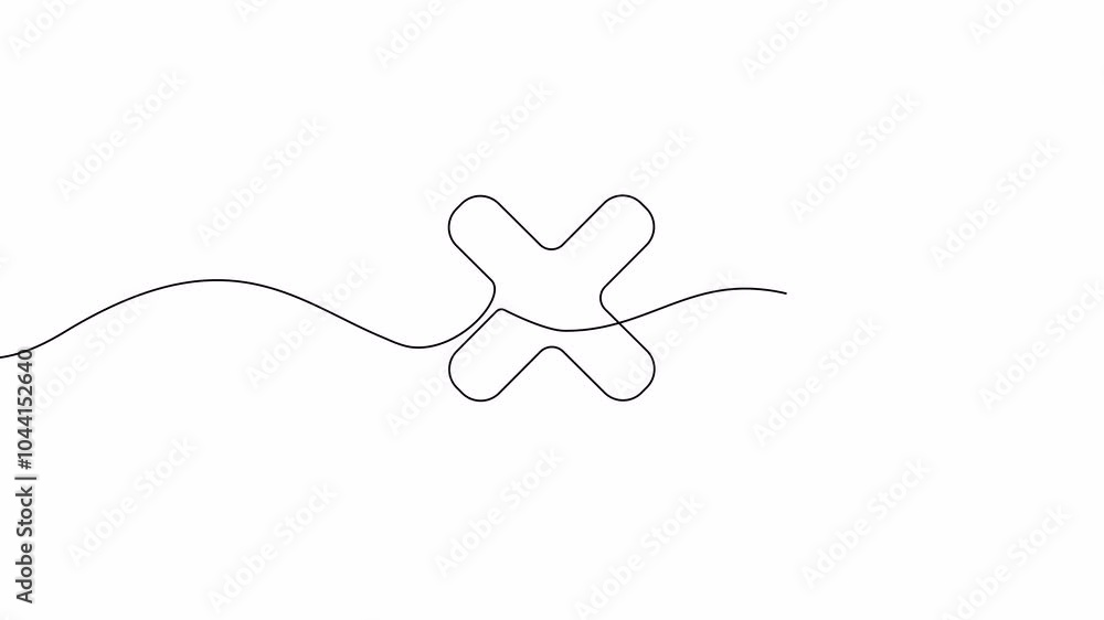 Video. An icon of a cross drawn with a solid line. Continuous line x ...