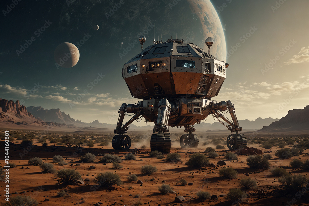 Automated factories producing goods in a space colony, advanced ...