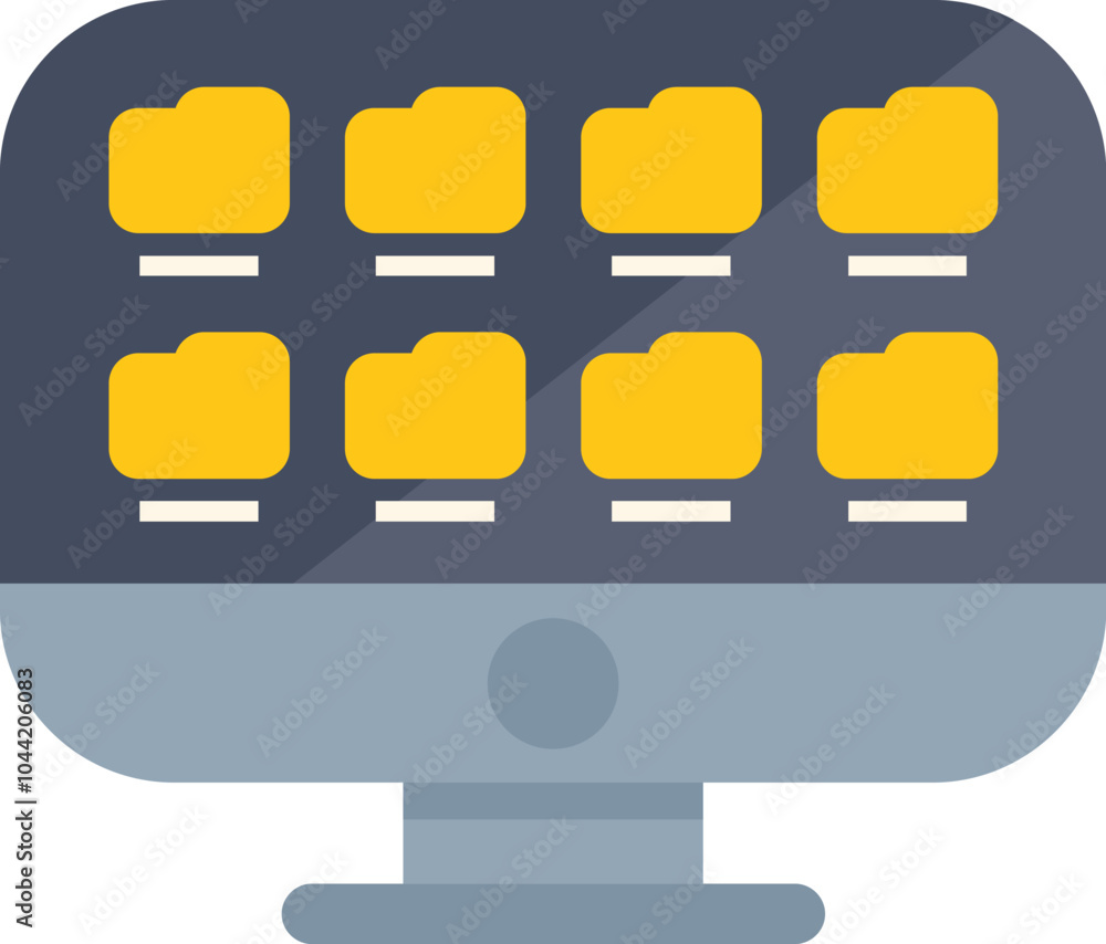 This vector illustration shows a desktop computer screen with multiple ...