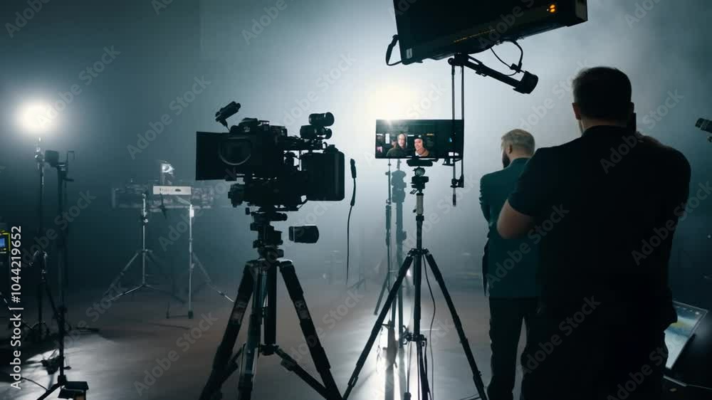 production equipment video scenes crew team professional Behind ...