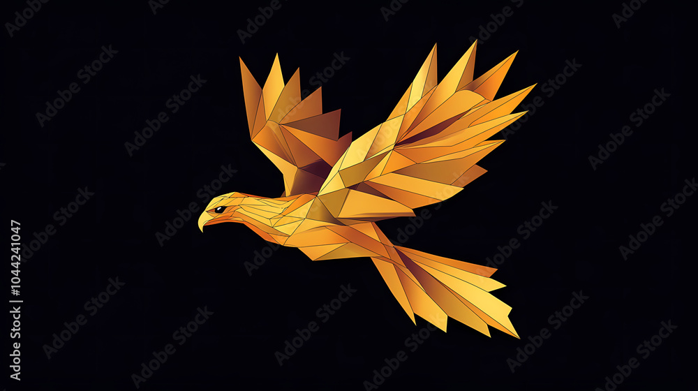 Create a geometric logo of a golden falcon diving with speed. Golden ...