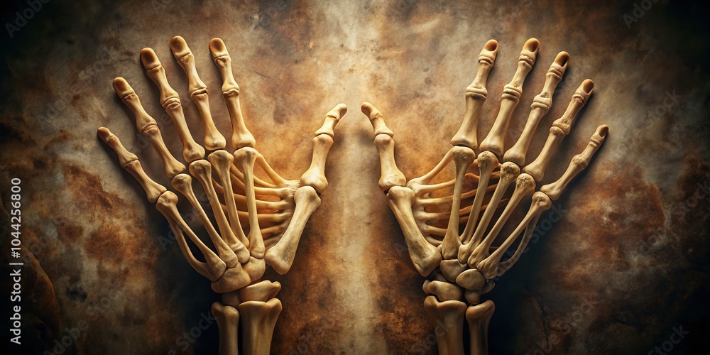 Vintage Style Medical Anatomy of Human Hands with Bone Structure and ...
