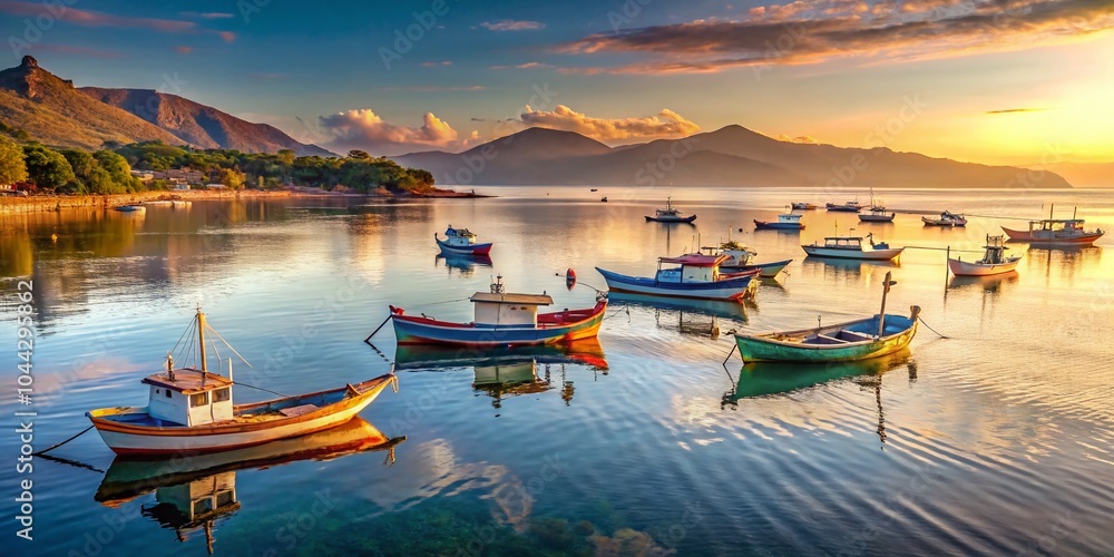 Morning on North Coast of Dili City with Fishing Boats Between Timor ...
