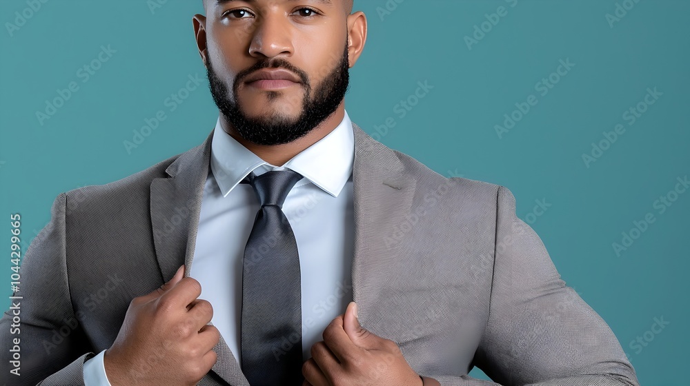 Smartly dressed Professional Man Posing on a Teal Background Embodying ...