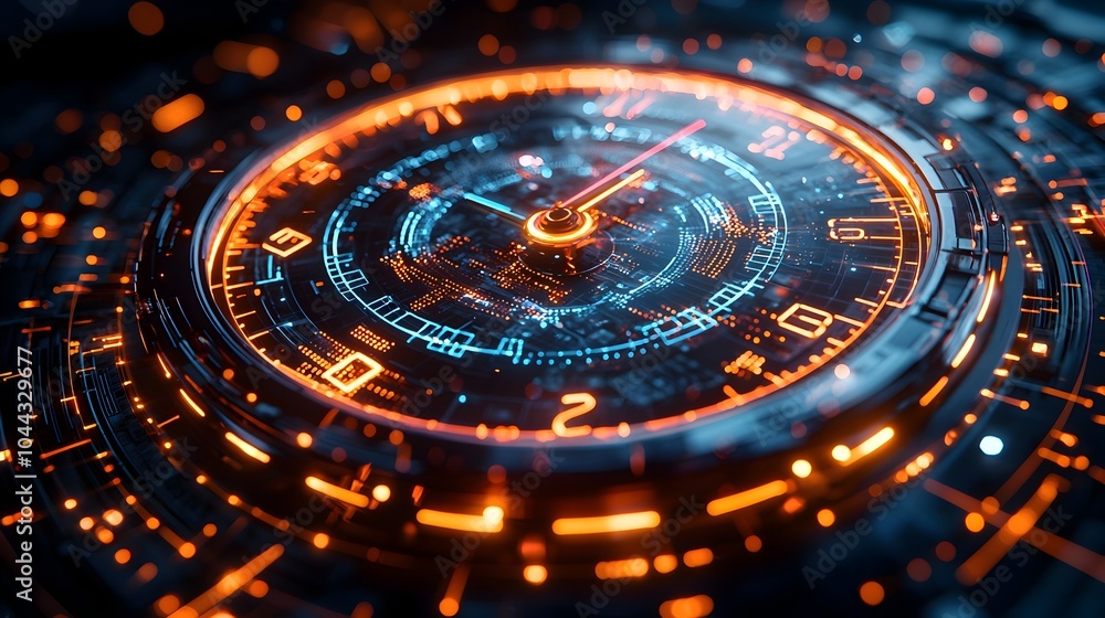 Sleek and futuristic alarm clock design with glowing fiber optic cables ...