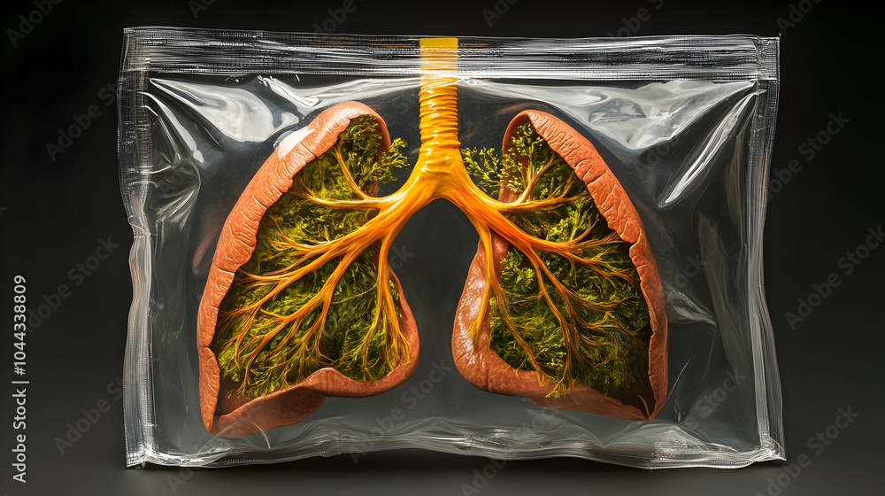 Lungs in Plastic Bag - Environmental Concept, pollution, air pollution ...