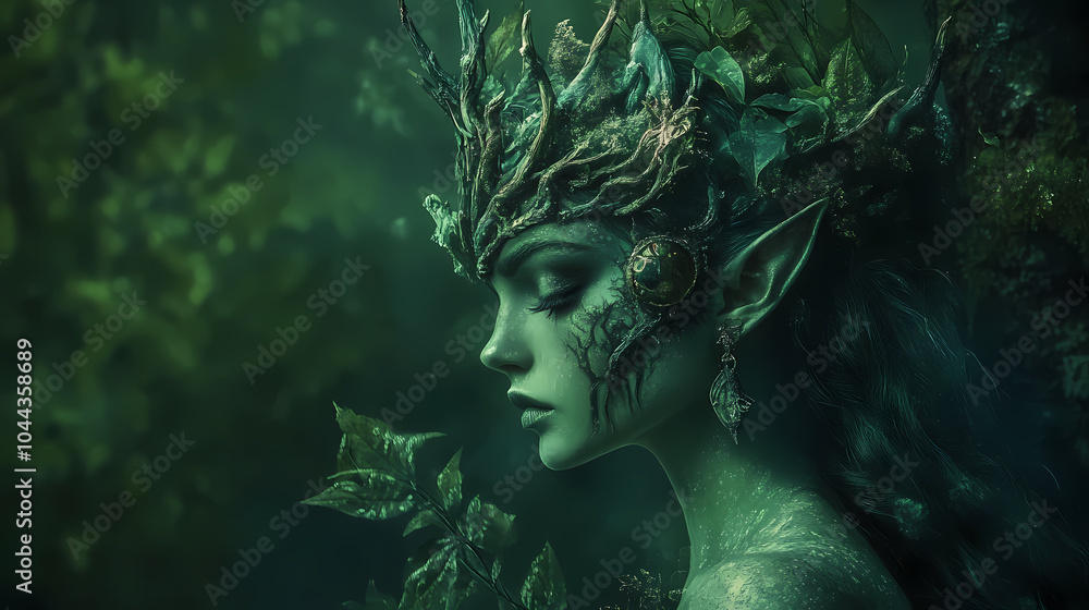 Digital painting of a beautiful victorian steam punk wood nymph or ...