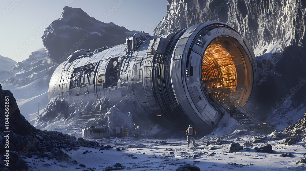 ภาพประกอบสต็อก Extraterrestrial abode: futuristic space habitat in ...