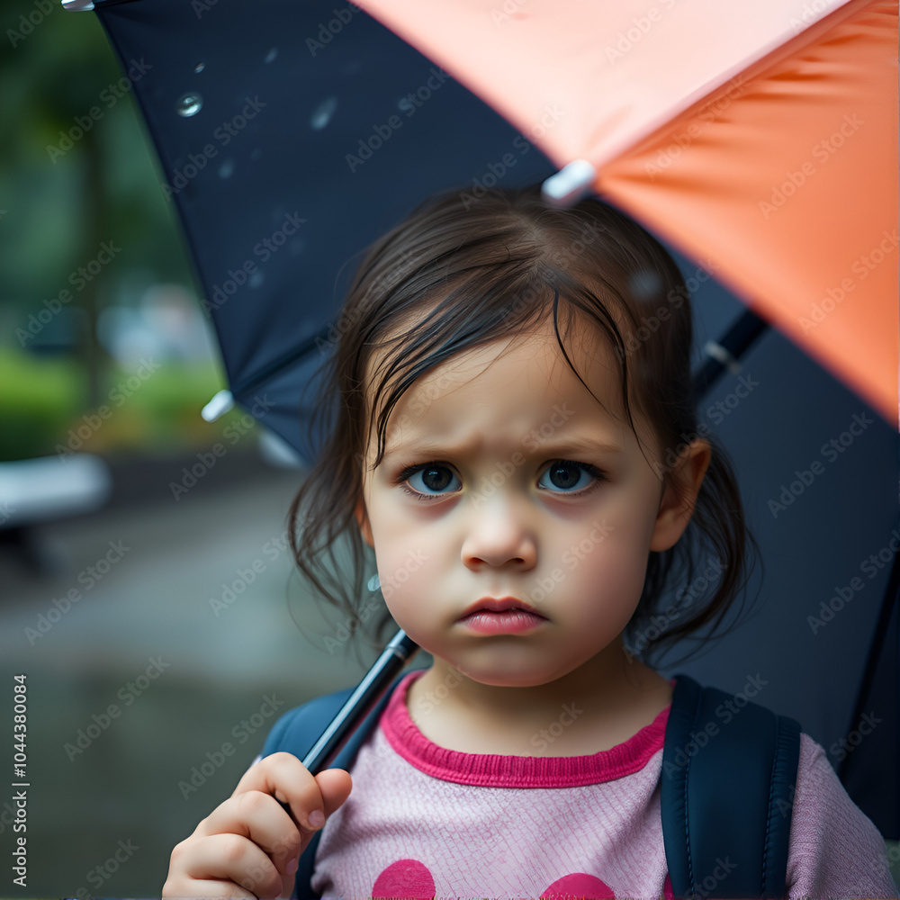 Tired little girl schoolgirl child looking at camera bored unhappy bad ...