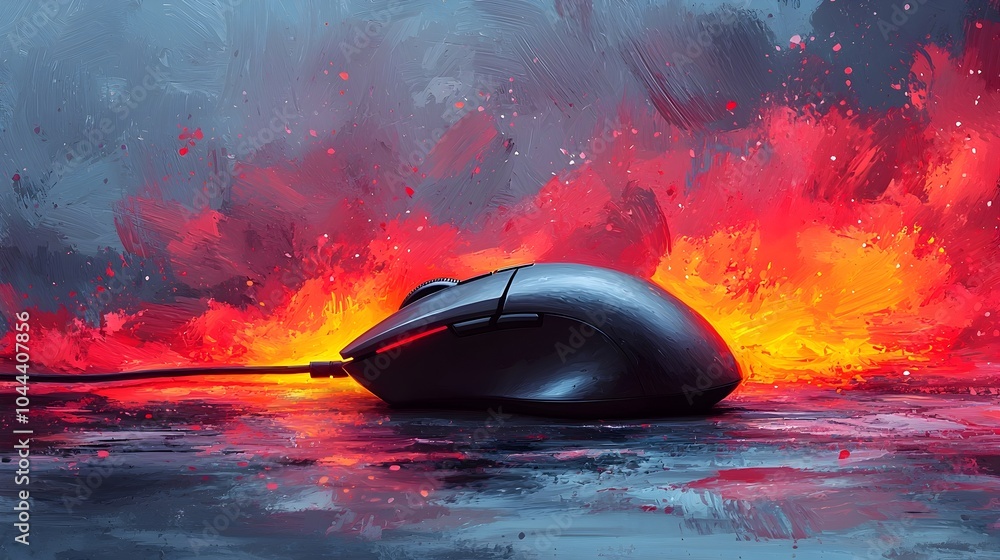 Conceptual depicting a computer mouse morphing into a paintbrush ...