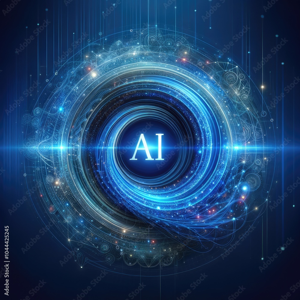 Futuristic AI Vortex: Glowing Blue Digital Visualization Representing ...