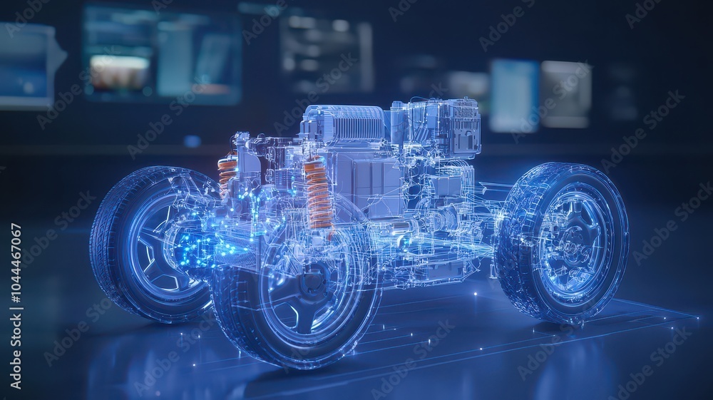 Exploring the future of mobility a transparent 3d model of an electric ...