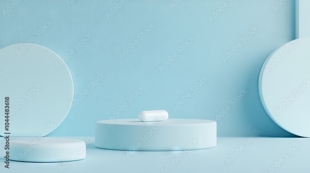 geometric arrangement of rectangular pill packet and oval tablets ...