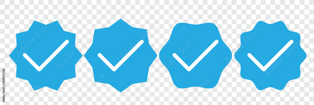Check mark icon vector set. Blue Tick box, checkbox symbol. Verified account badge. Profile ...