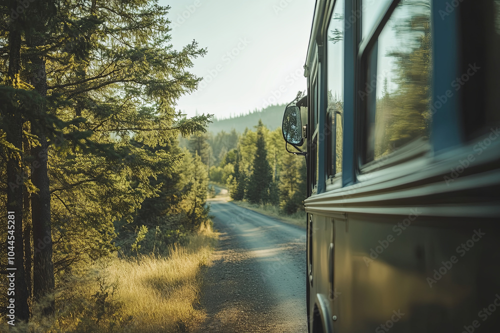 Tour bus driving tourists through a scenic route Stock Photo | Adobe Stock