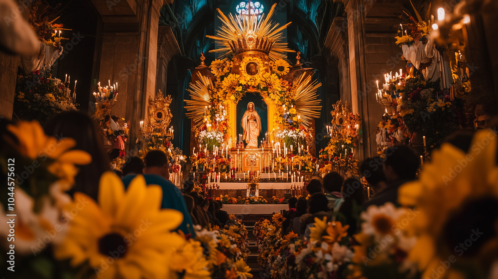 Festa do Divino Espírito Santo, inside the church filled with ...