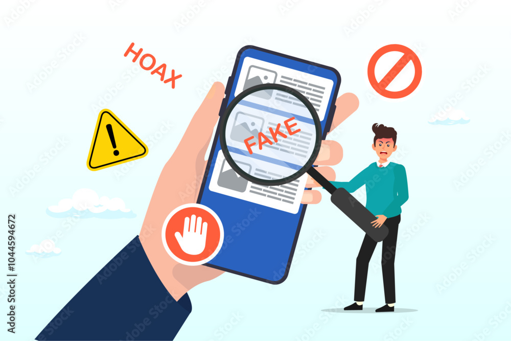 Fake news, false information sharing on social media, hoax or lies ...