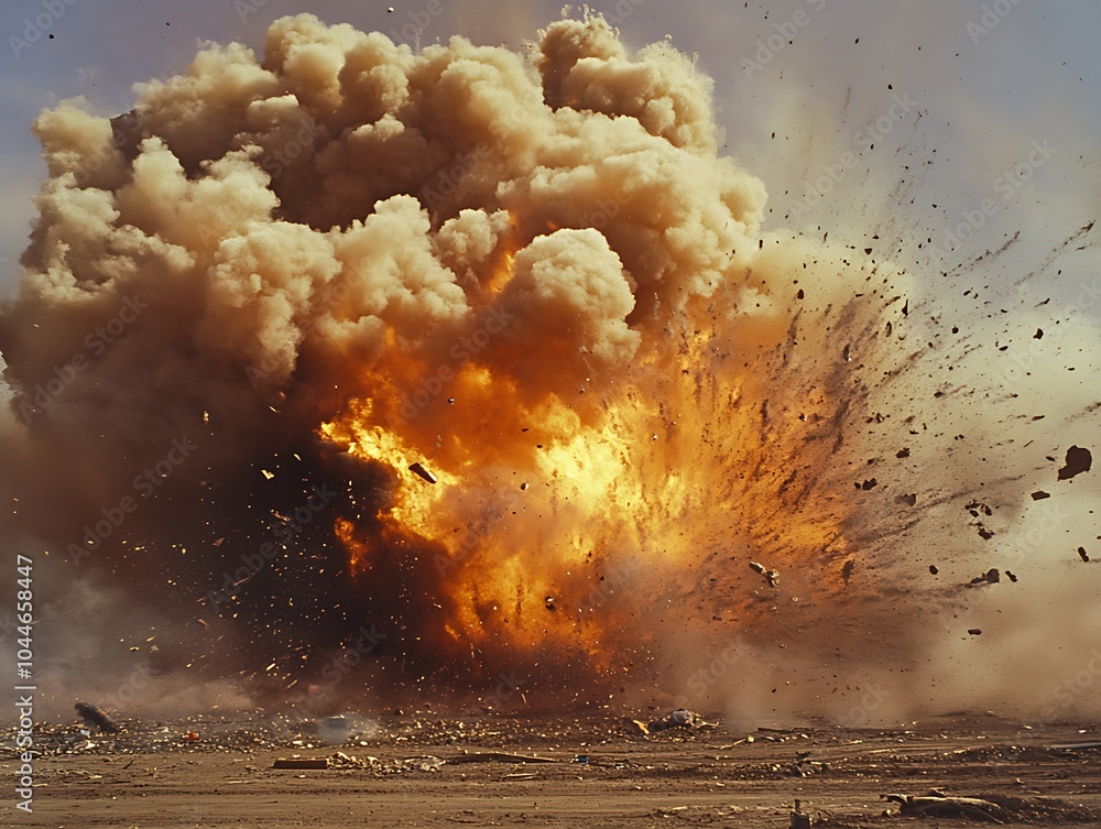 Explosion of fire and ash in environment, fire, smoke and blaze ...