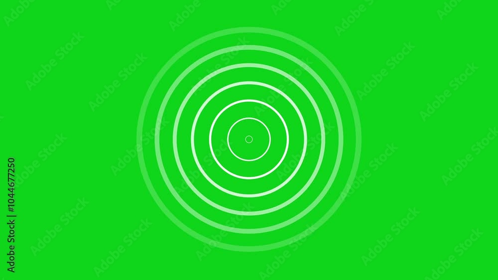 Radio wave looping on green screen background. Radial circle on chroma ...