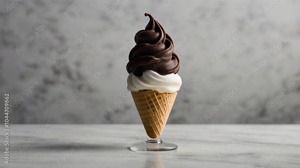 A minimalist, modern take on soft serve ice cream, featuring a single ...