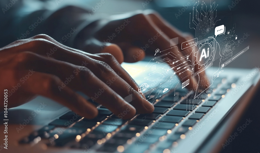 Human interact with AI artificial intelligence virtual assistant ...