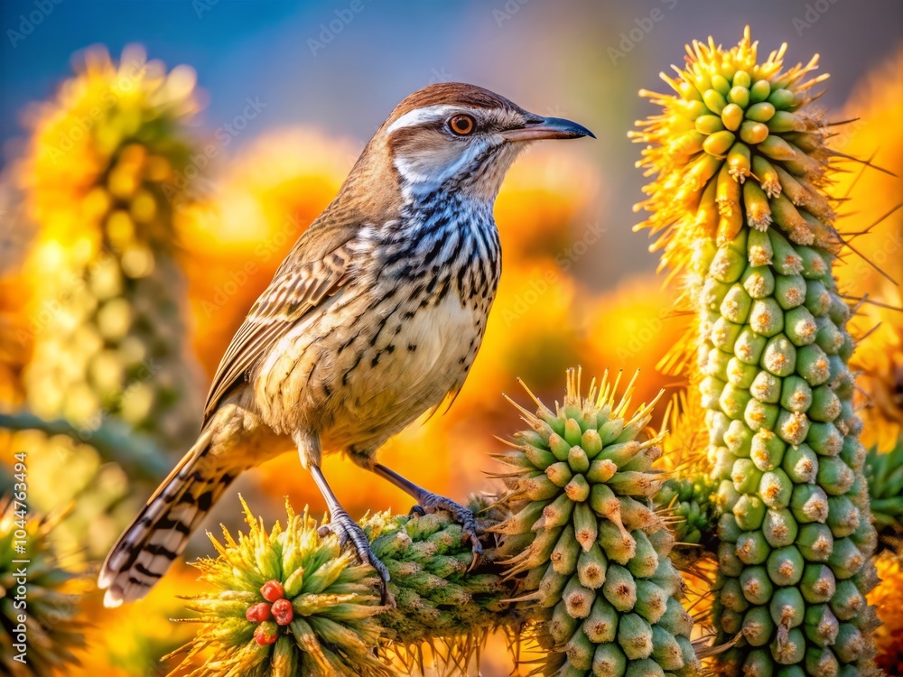 Cactus Wren on Creosote Bush in Sonoran Desert - Candid Wildlife ...