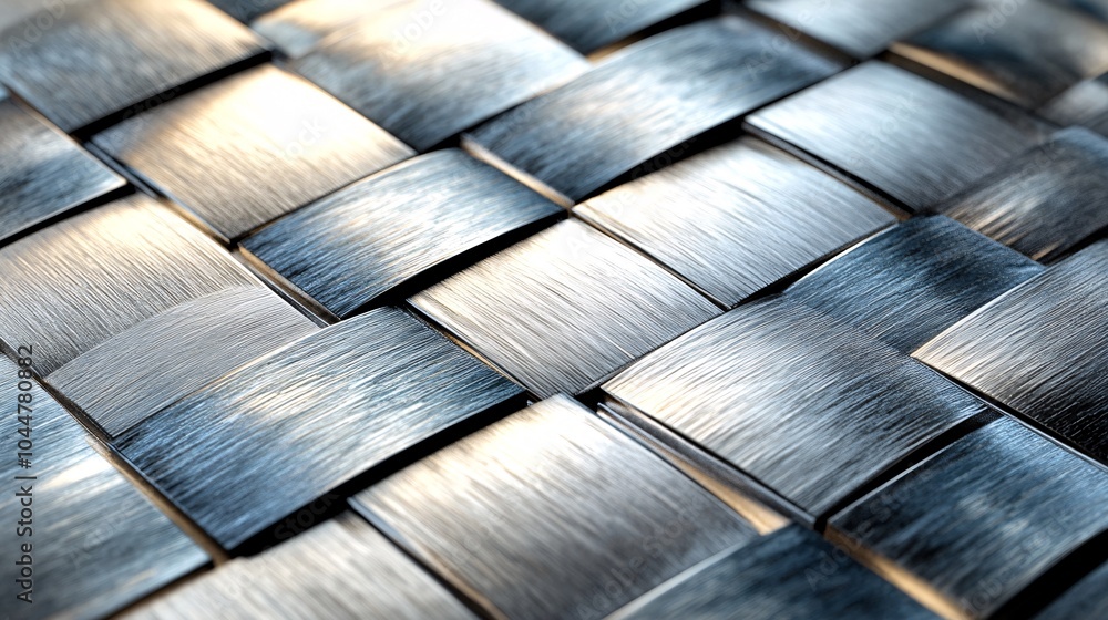 2410 111.A close-up view of interlocking metal blocks arranged in a ...