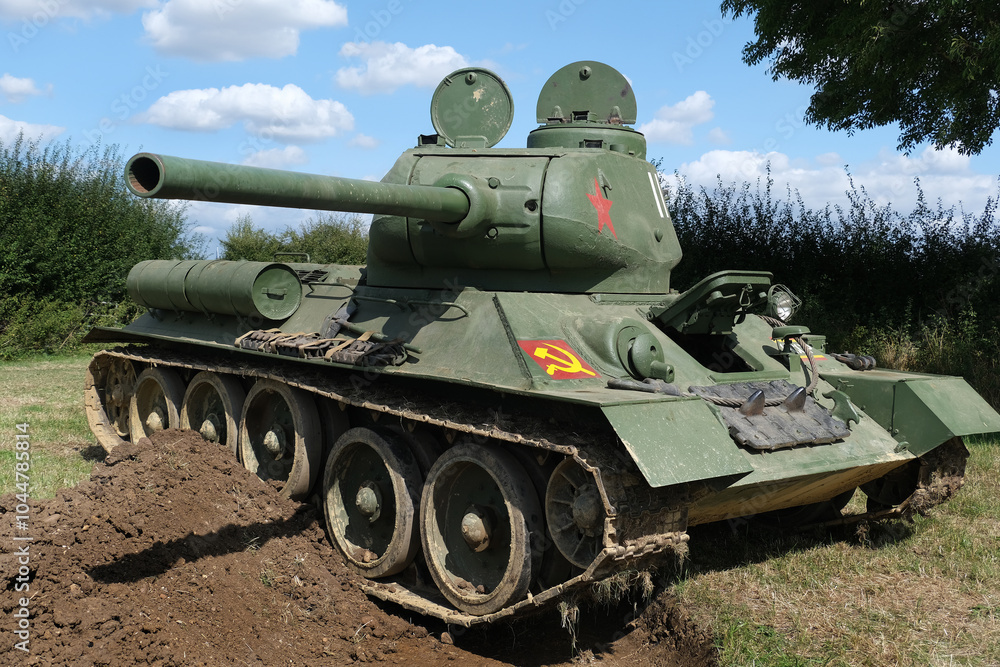 Victory show, Leicester, UK. August 2024.The T-34 is a Soviet medium ...
