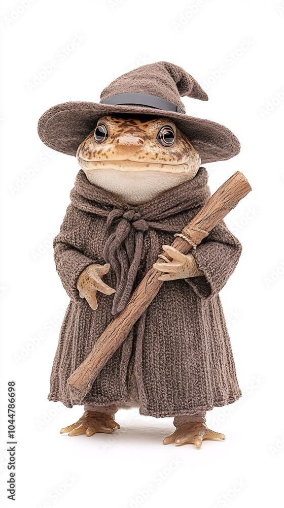 Explore the enchanting world of a whimsical frog wizard donning a cloak ...