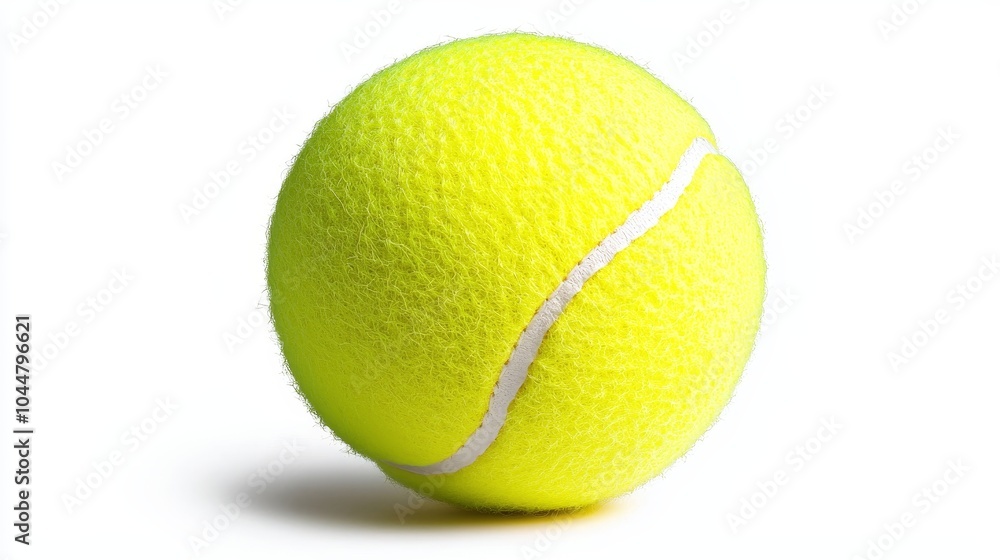 Bright yellow tennis ball with fine textured fuzz, perfectly isolated ...