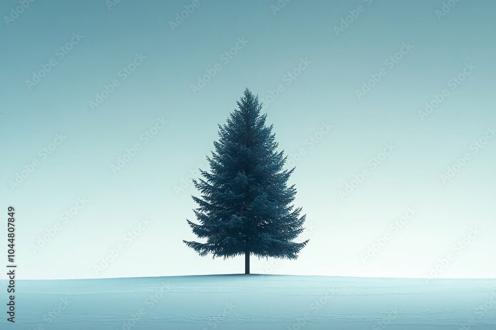 Minimalist Pine Tree with Soft Gradient Background for Nature-Inspired ...