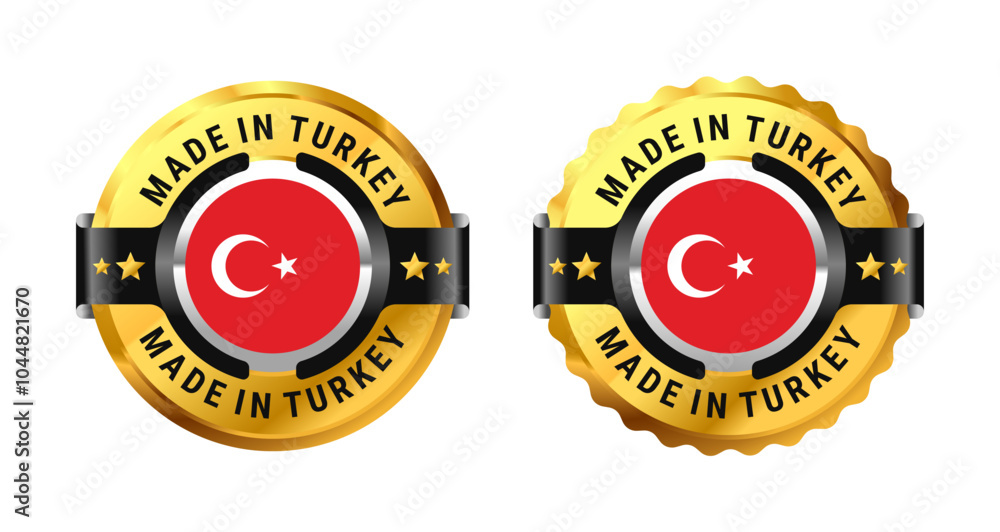Made in turkey (türkiye) or turkiye logo a gold circle with a picture ...