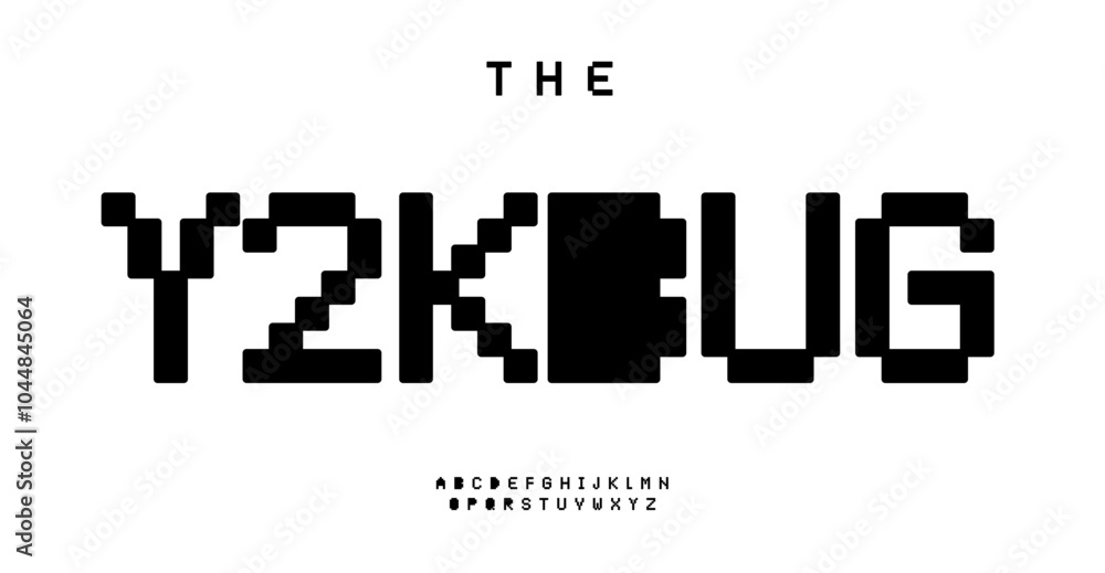 Simple pixel font, digital 8-bit letters, nostalgic Y2K vibe alphabet ...