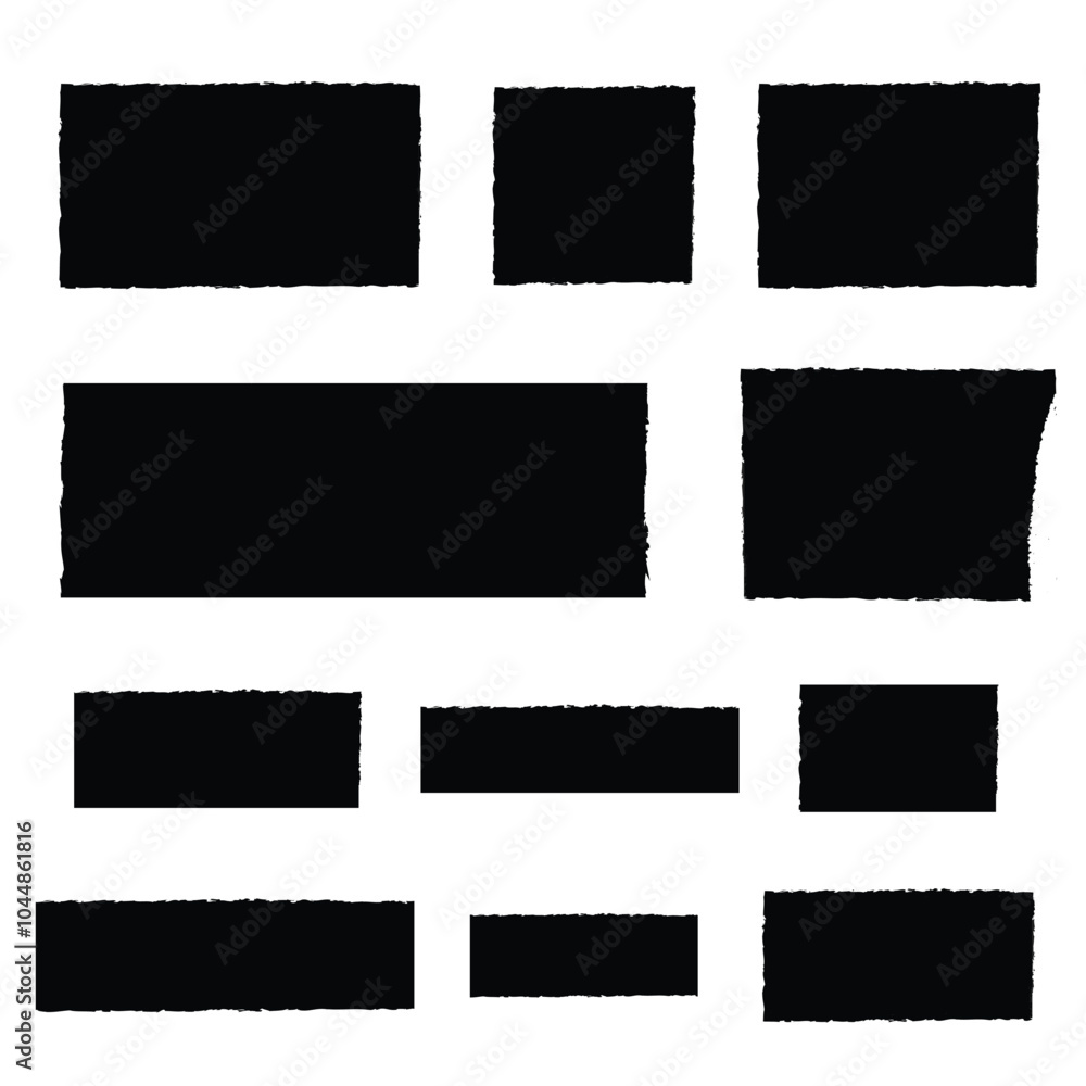 Jagged rectangles. Square shapes with torn paper effect . Set of ripped ...