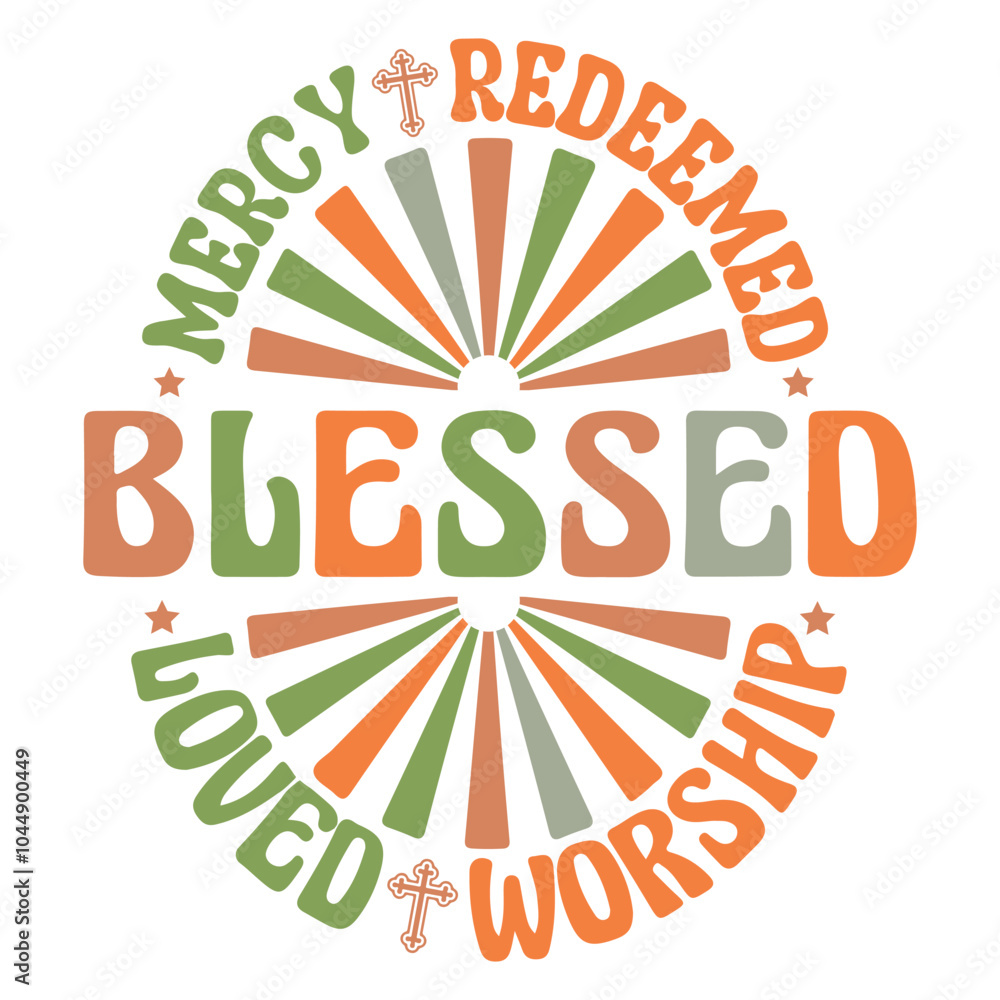 Retro Blessed Quotes svg, Christian Svg Stock Vector | Adobe Stock