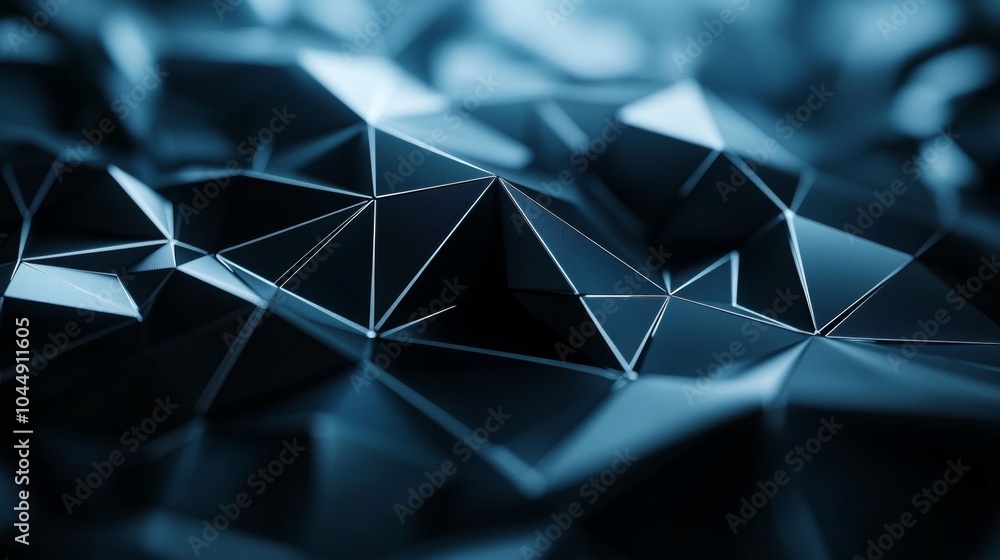 Abstract geometric shapes in a blue color palette, creating a dynamic ...