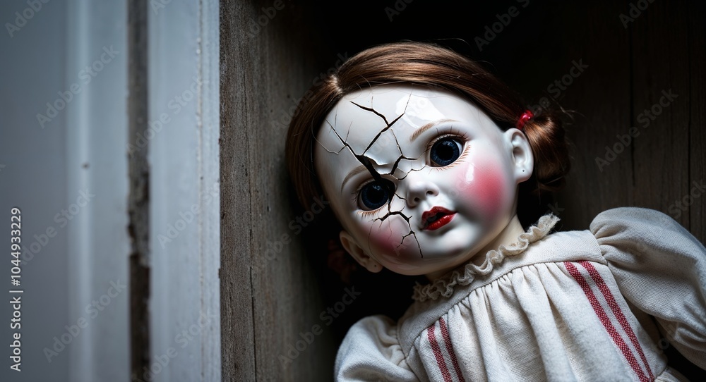 Creepy doll with cracked porcelain face background unsettling doll ...