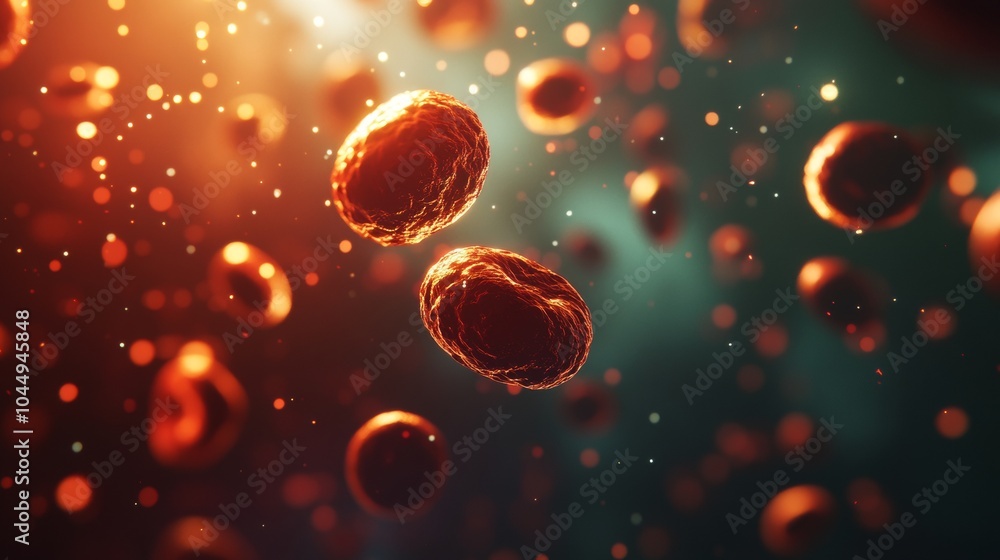 3D rendered leukemia cells floating in the bloodstream for scientific ...