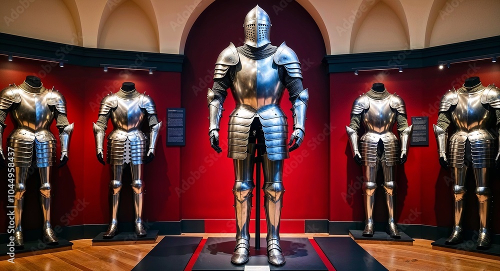 Knight armor displayed in a museum background beautifully crafted ...