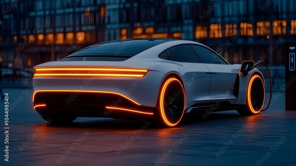 Sleek and futuristic electric car with innovative hubless wheel design ...