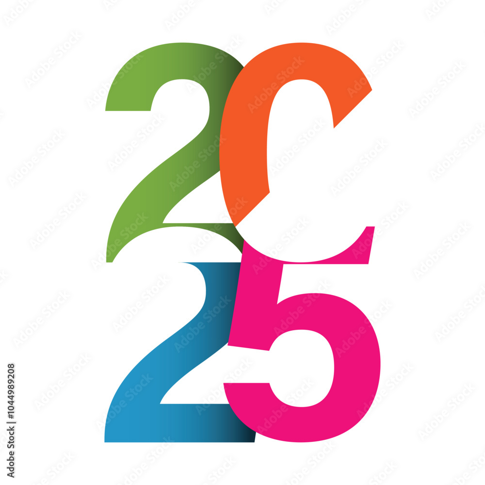 colorful 2025 text for new year. 2025 number cutoff design for poster ...