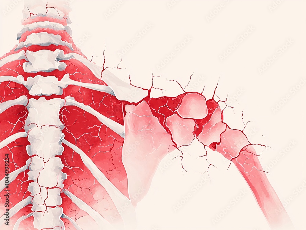 Detailed illustration of a human skeleton with visible cracks ...