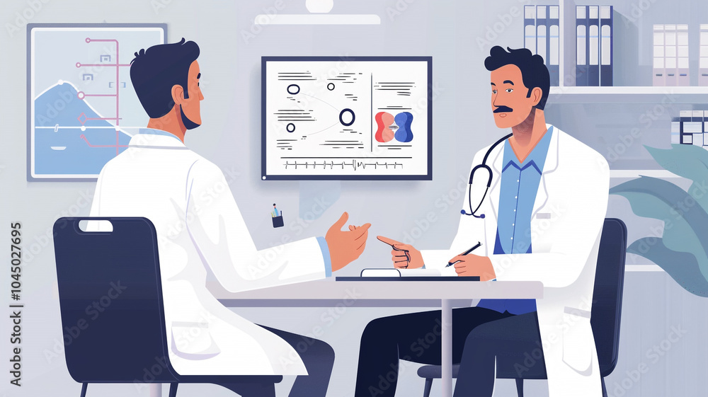 A doctor explaining a complex medical condition to a patient using a ...